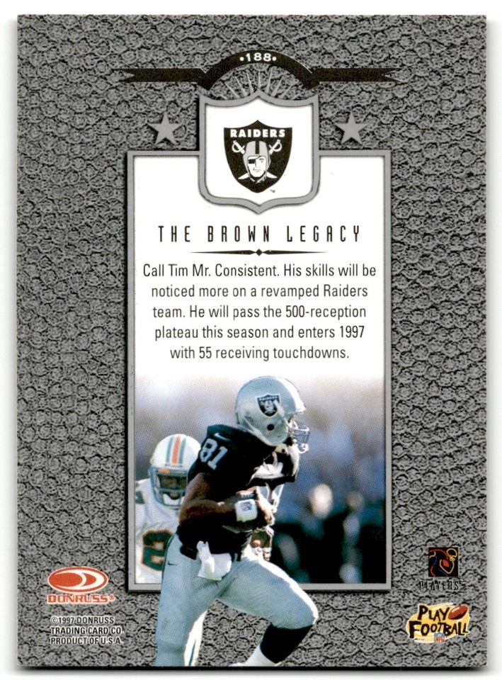 1997 DONRUSS TIM BROWN OAKLAND RAIDERS #188 | eBay