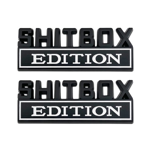 2x Metal Black & White Shitbox Edition Car Emblem Letter Sport SUV ...