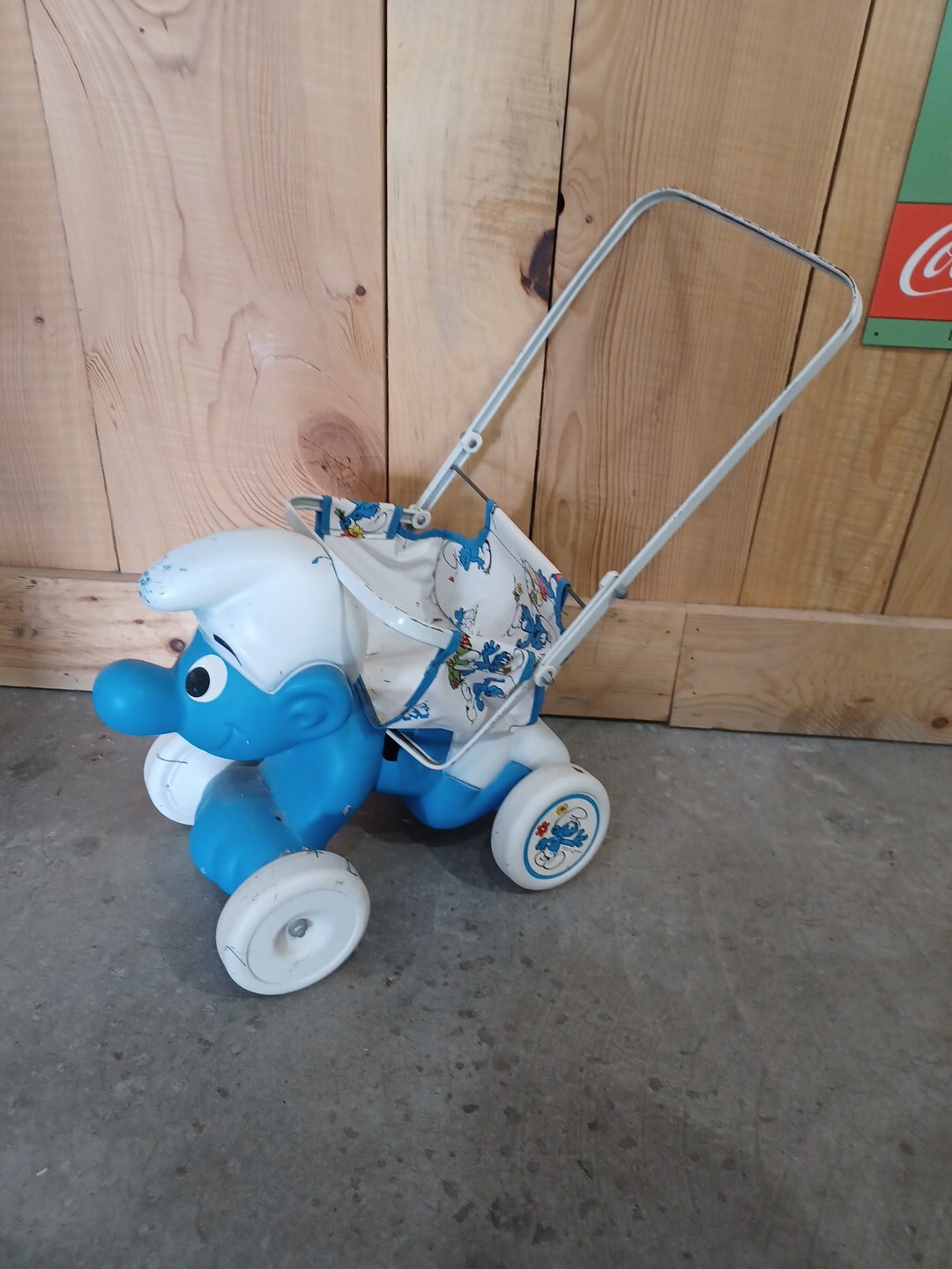 Rare 1982 Coleco Smurf Piggyback Doll Stroller, Blue & White ...