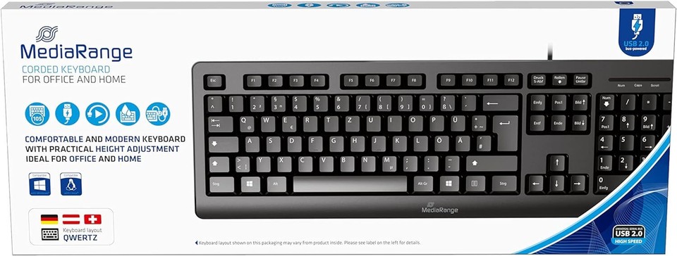 MediaRange Wired keyboard, QWERTZ, black | eBay