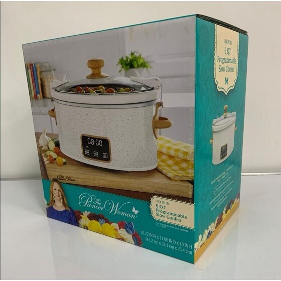 The Pioneer Woman 6 Qt Digital Slow Cooker with Locking Lid, Linen ...