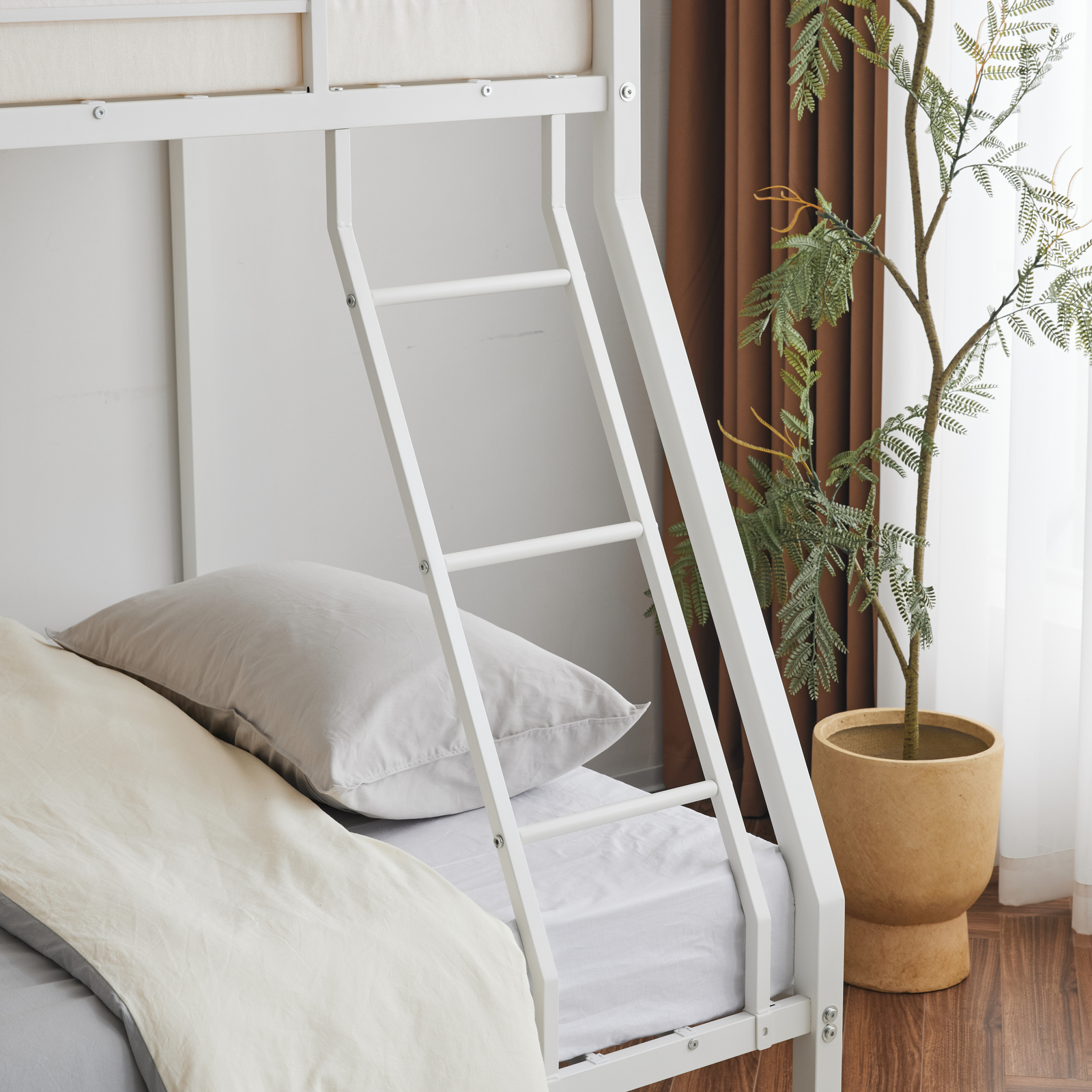 Bed Frames for Kids Metal Bunk Beds Twin Over Full Size with Flat Rung ...