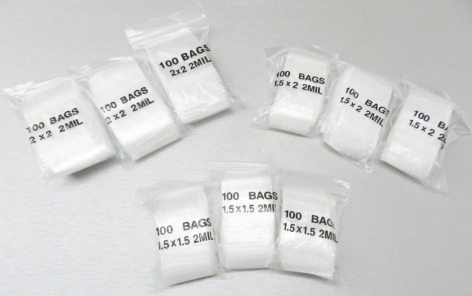 900 Clear Bags Assorted Poly Mini Baggies 2Mil 300 of each 1.5x1.5 - 1 ...