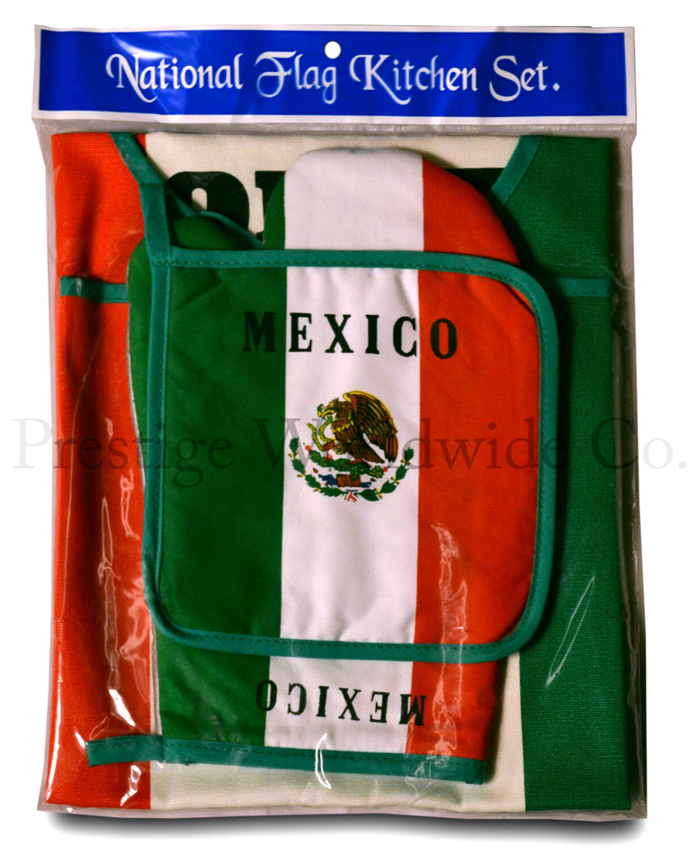 Mexico Kitchen & BBQ Set w Apron Oven Mitt Pot Holder FREE SHIPPING ...