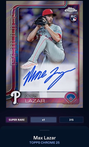 DIGITAL 2025 Topps Bunt Max Lazar 499cc REFRACTOR ROOKIE SIGNATURE AUTO ...