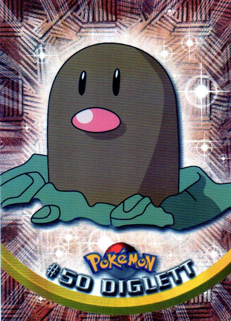 Pokémon #50 Diglett Card Blue Logo 1999 Topps TV Animation Edition ...