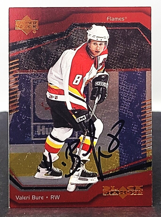 VALERI BURE signed 2000 Upper Deck Black Diamond Hockey Card #8 Calgary ...