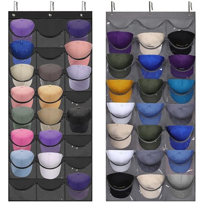 Hat Rack Organizer Baseball Holder 24 Deep Storage Pockets Door Wall ...