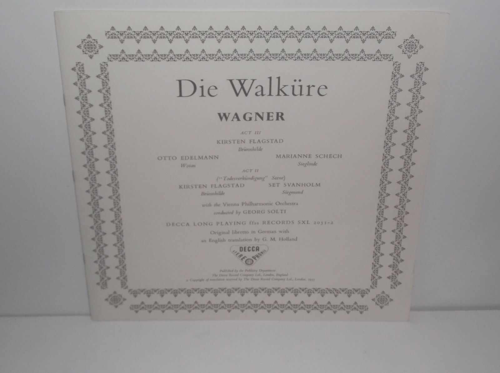 SXL 2031-2 Wagner Die Walkure Act 3&Act 2 Scene Flagstad VPO Georg ...