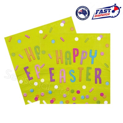 80x Easter Paper Napkins Kids Serviette Lunch Dinner Party Event Happy ...