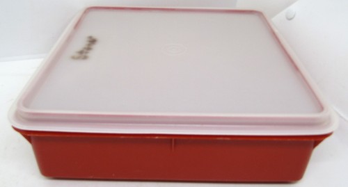 Vintage Tupperware 9 X 9 x 2. Red Container with Clear Lid. | eBay