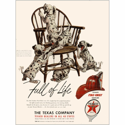 1950 Texaco Fire Chief: Full of Life Dalmations Vintage Print Ad | eBay