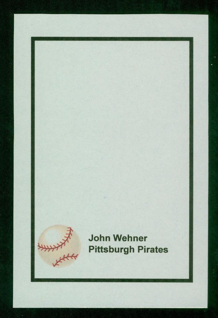 #1045, 4" x 6" Photo Card, Signed-Autographed, John Wehner, Pittsburgh ...
