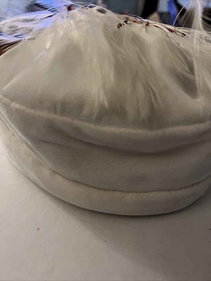 Vintage Pillbox Hat Pill Box Feathers White 60s | eBay
