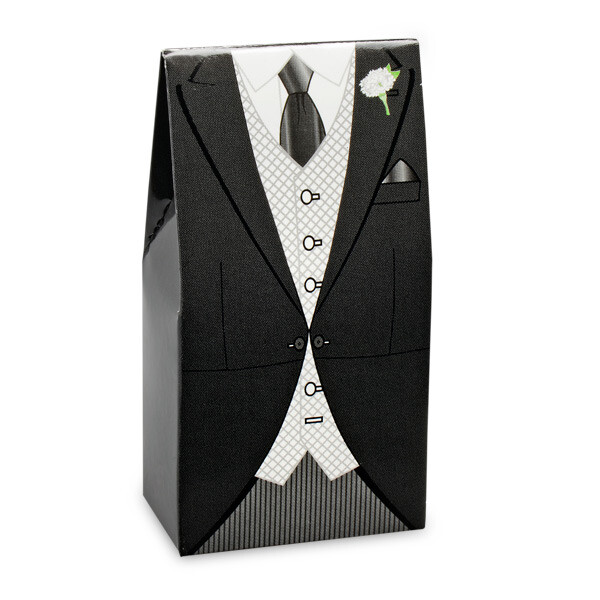 Tuxedo Wedding Dress Favour Boxes Gift Table Decorations 50x30x100mm ...