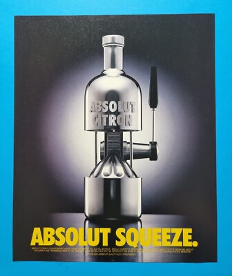 ABSOLUT VODKA -1 Page Magazine Vintage Bottle Print AD Advertising ...