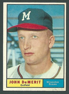 John DeMerit Milwaukee Braves 1961 Topps Card #501 RC | eBay
