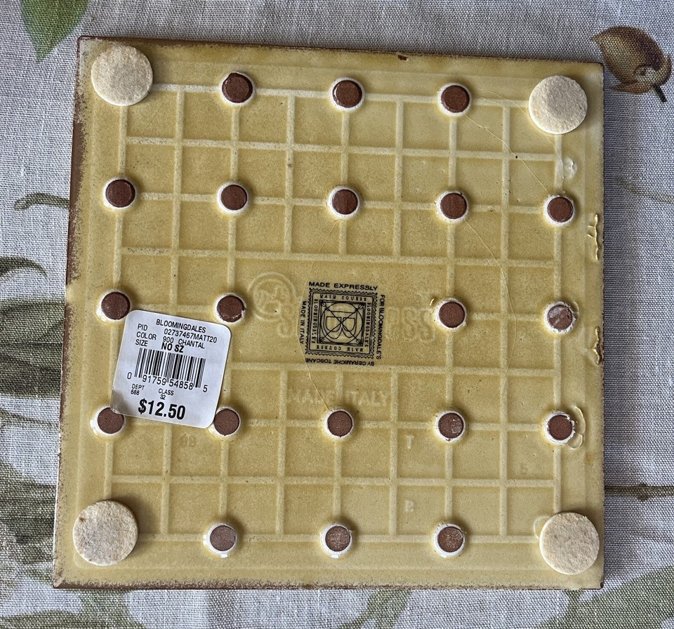 Bloomingdales Ceramiche Toscane Chantal Rustic Tile Trivet Italy 8" x 8 ...