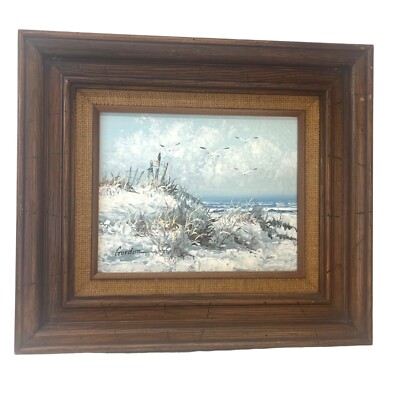 Gordon original oil painting seascape coastal beach sea gulls signed ...