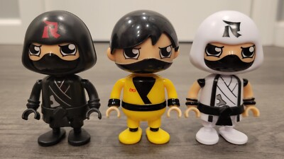 RYAN'S WORLD KARATE NINJA FIGURES LOT OF 3 YELLOW WHITE BLACK BELT ...