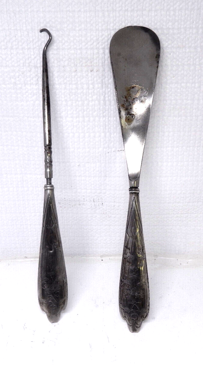 { Vintage Matching Sterling Silver Shoe Boot Button Hook Lace Puller ...