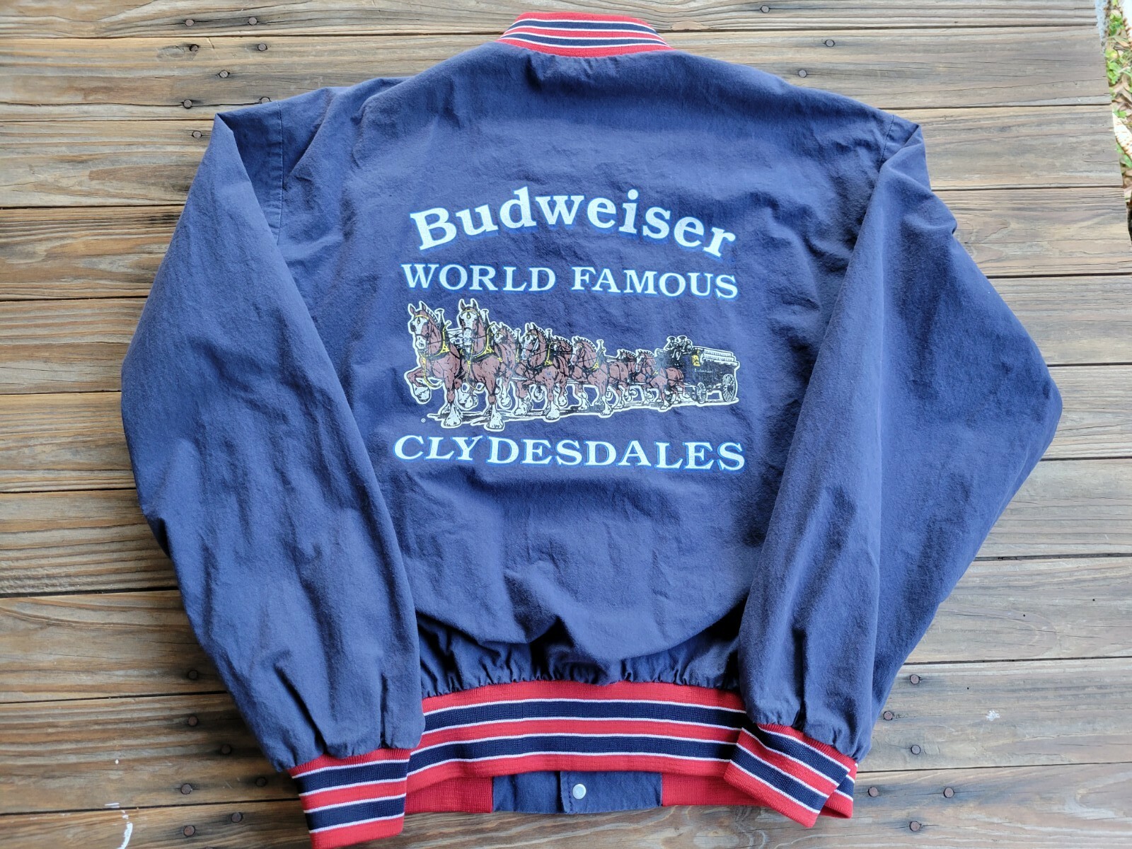 Vintage Mens Blue Budweiser Clydesdale Jacket Large - Gem