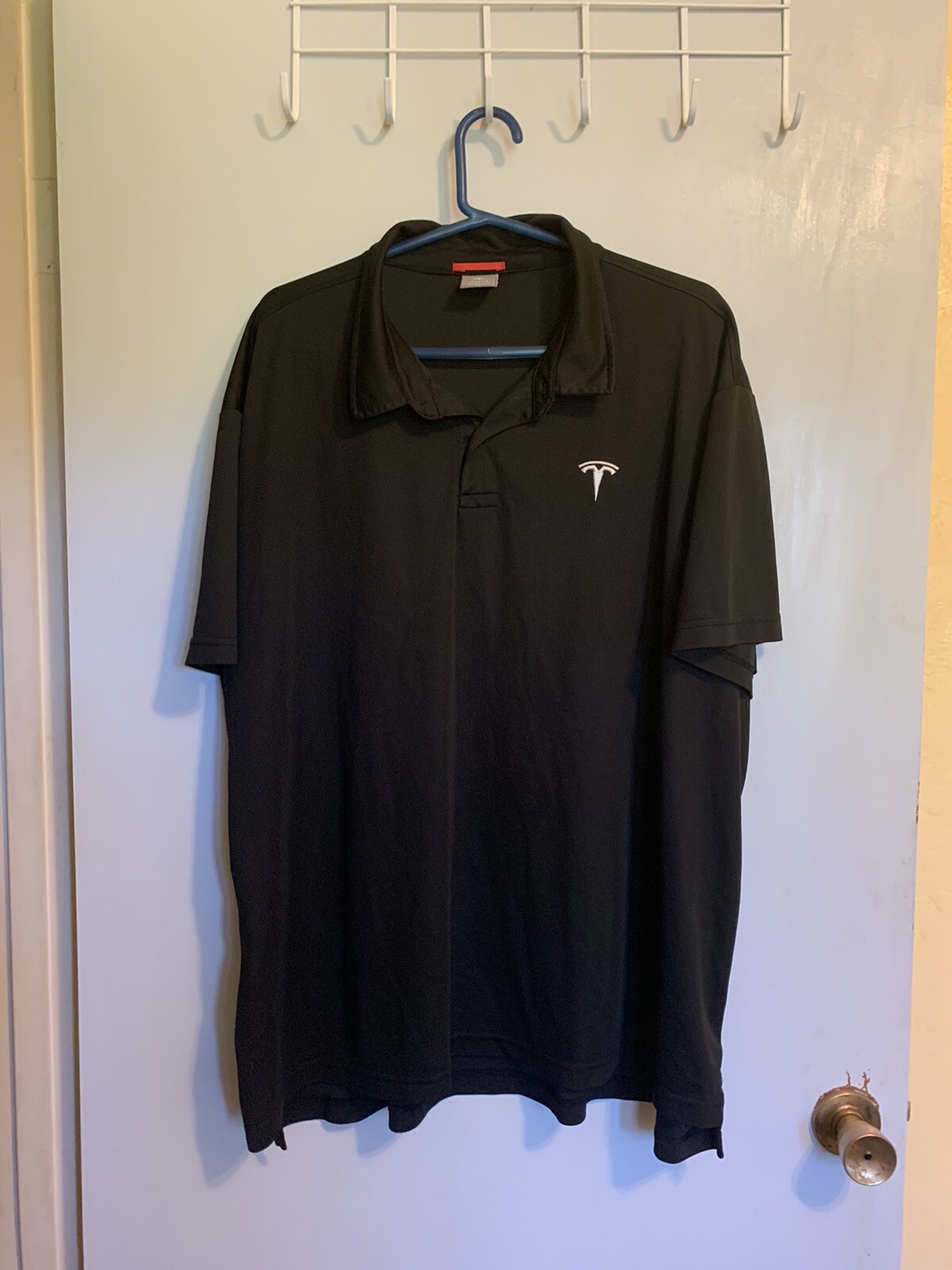 Tesla Motors Mens Polo Shirt Black White Logo Short S… - Gem