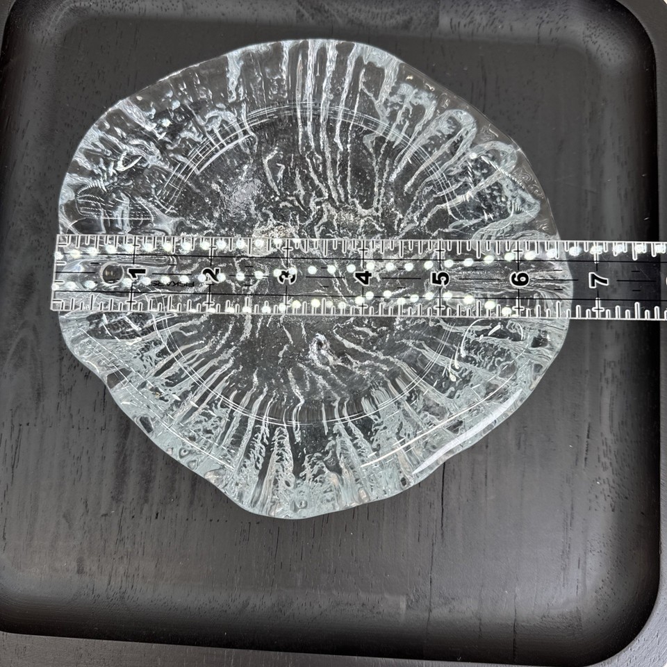 Blenko Ice Bark Ashtray/Bowl Clear Textured Glass Footed Vintage MCM 7 ...