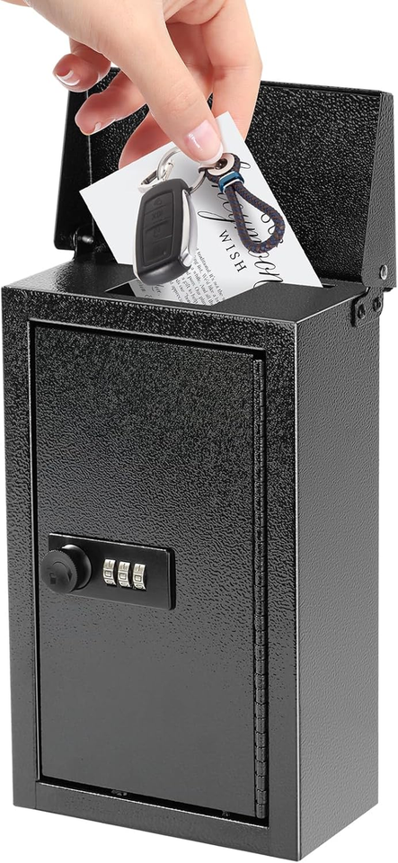 Xydled Wall-Mounted Key Drop Box with Combination Lock, Metal Mailbox ...
