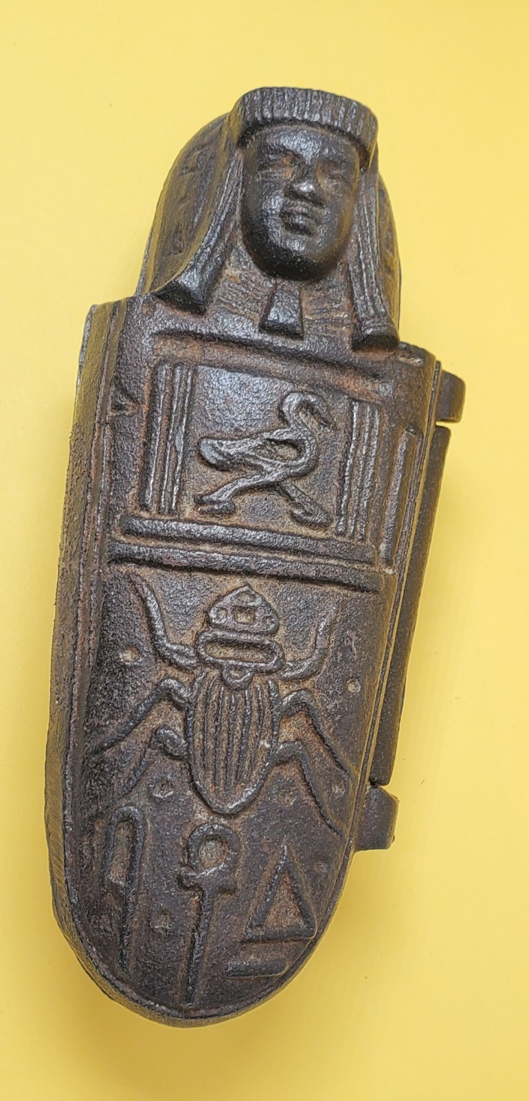 sarcophagus trinket box antique c.1900 bird scarab beetle ankh Egyptian ...