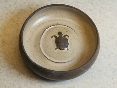 Ulla Lonow Hand Made Pottery Denmark Small Ceramic Bowl w/Turtle Design ...