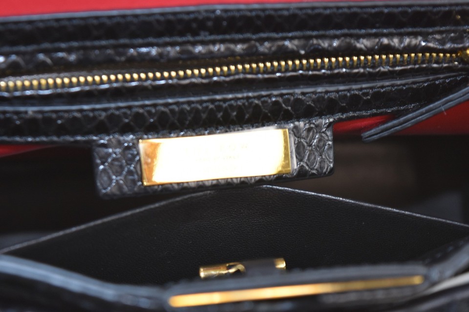 $9500 New THE ROW Alligator Top Handle Bag Red Black BROADTAIL MINK Fur ...