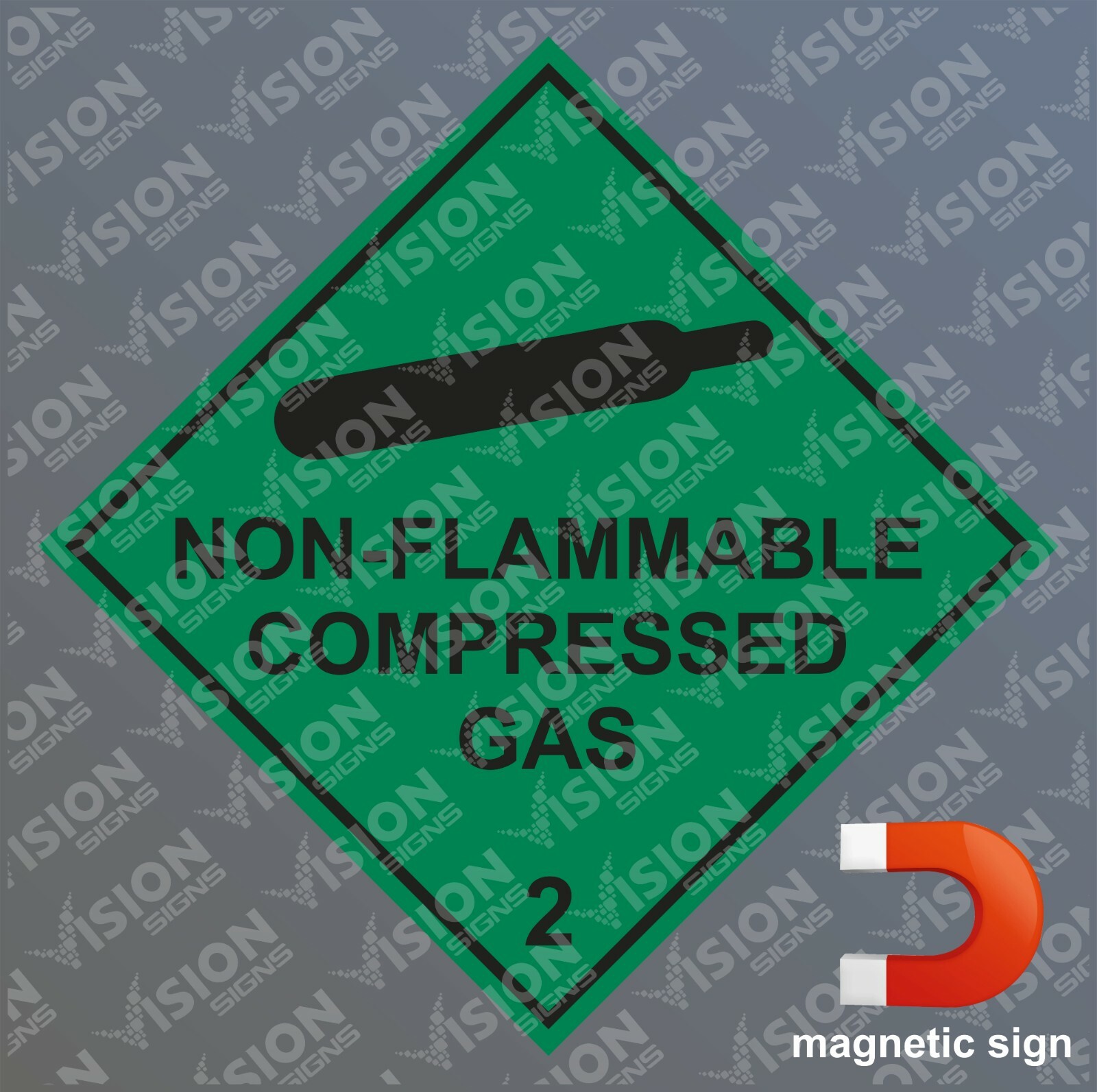 NON FLAMMABLE COMPRESSED GAS 2 MAGNETIC MAGNET STICKER SIGN WARNING ...