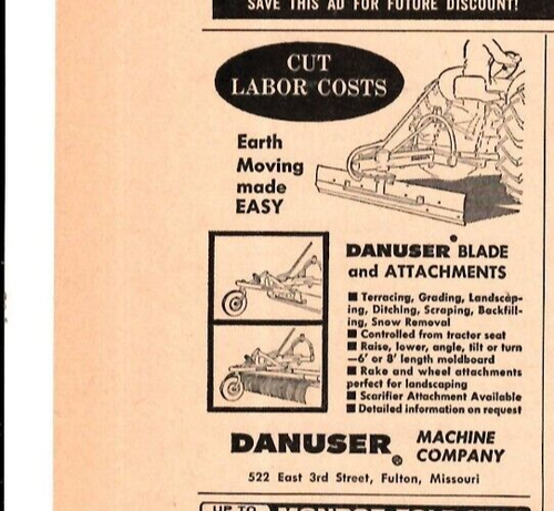 1961 Print Ad Danuser Machine Company Blade and Attachments Earth ...
