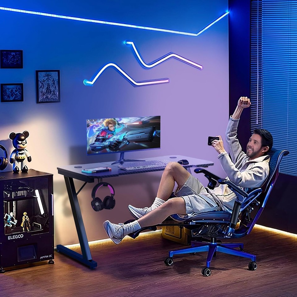 Gunji 80-120 cm Gaming Desk Computer Table Home Office Desk with Cup ...