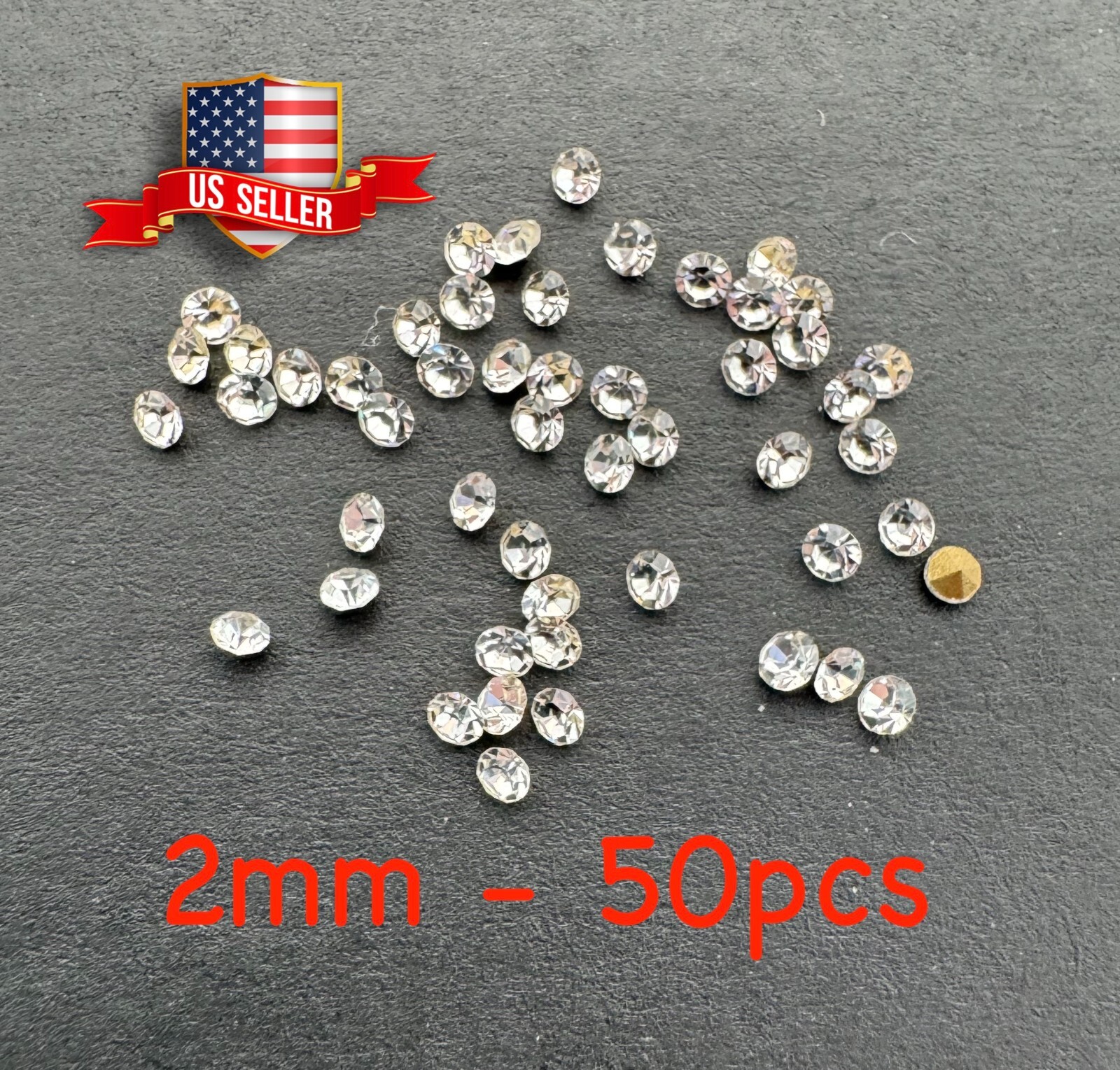 50 pcs 2mm 13pp Round Foil Back Crystal Rhinestones Jewerly Repair ...