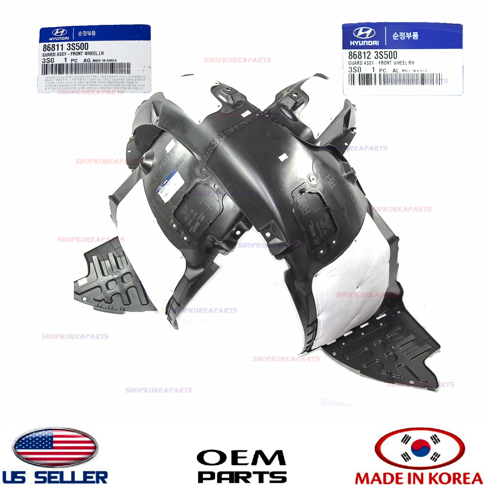 GENUINE OEM Fender Liner Front LEFT + RIGHT Set 2011-2014 Hyundai ...