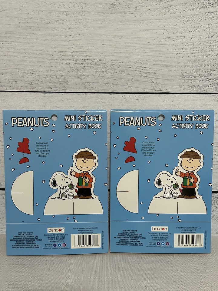 Lot Of 2 Peanuts~Snoopy & Gang~ Xmas Mini Activity Book~100+Stickers ...