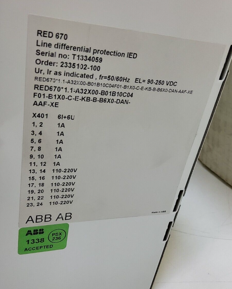 ABB RED670 LINE DIFFERENTIAL PROTECTION IED | eBay