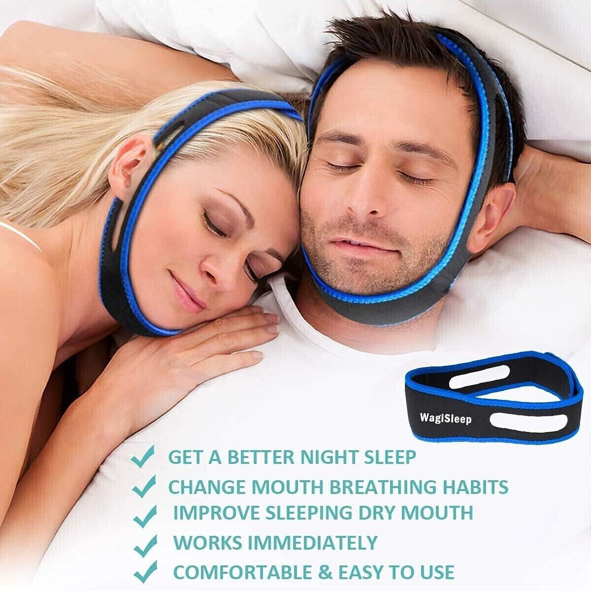 Anti Snore Aid Stop Snoring Strap Sleep Apnea Belt Jaw Solution Chin ...