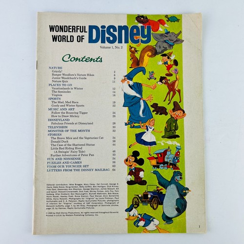 Wonderful World of DISNEY Volume 1 No 2 1969 Walt Disney Promotional ...