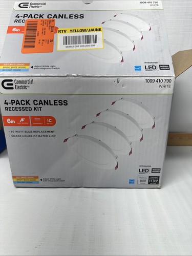 (4 Pk) Commercial Electric Slim LED Color Changing Recessed Light Kit ...