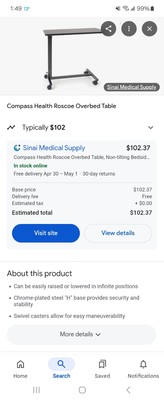 Compass Health Roscoe Overbed Table | eBay