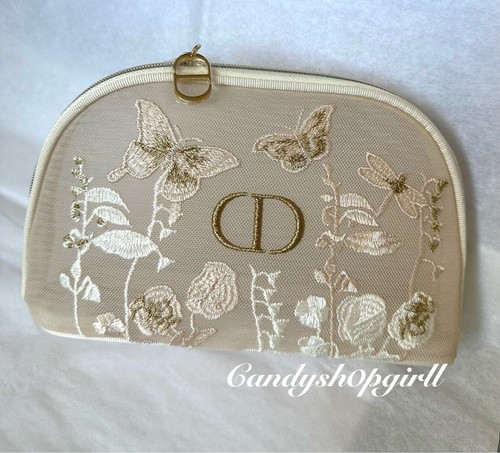 NEW Dior Floral Embroidered Butterfly Mesh Makeup Bag Limited Edition ...