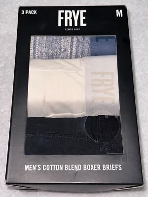 FRYE 3 Pk Stretch Cotton Black Denim Blue Ivory Boxer Briefs Underwear ...