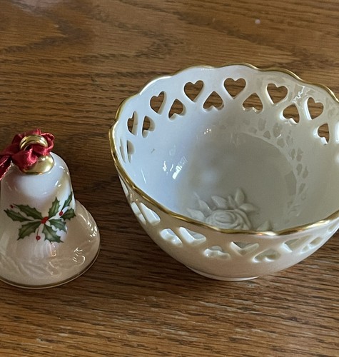 Vtg Lennox Christmas Bell & Small Heart Bowl, Kept In Curio Cabinet | eBay