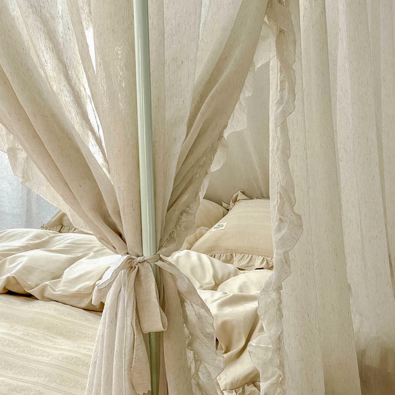 Flax mosquito net bed netting canopy summer france bed curtain & white ...