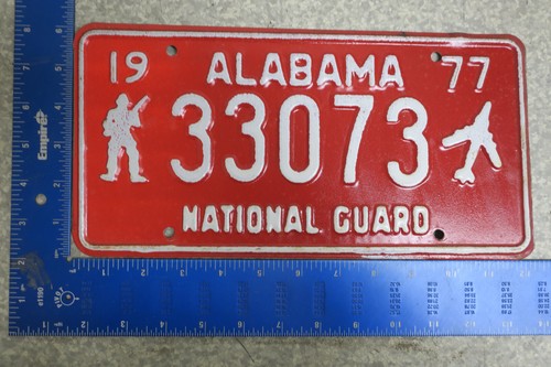 Alabama License Plate National Guard Military Tag AL 1977 77 # 33073 | eBay