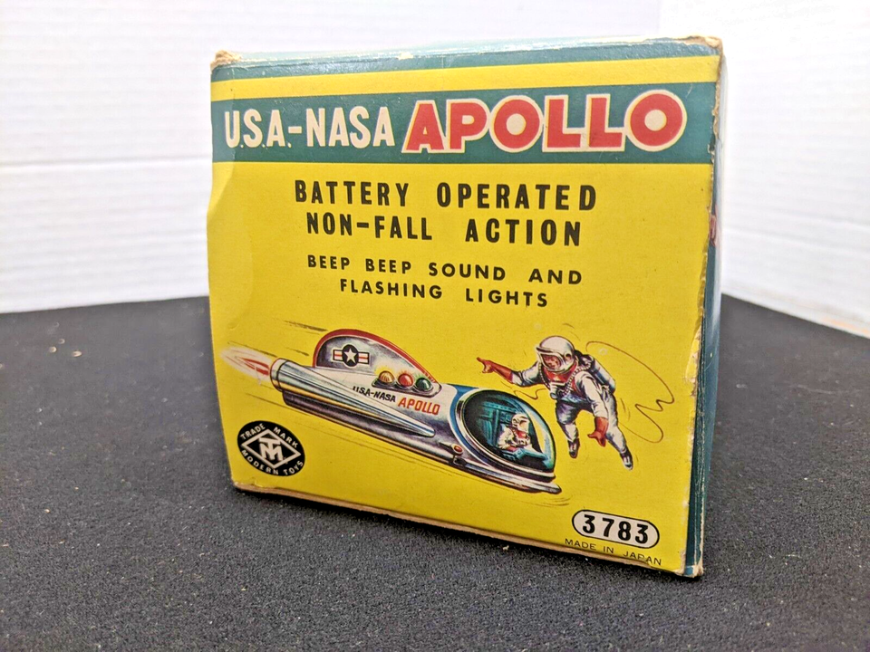 SPACE SHIP 1960s USA NASA Apollo Modern Toys Tin Toy Battery 60s IOB ...