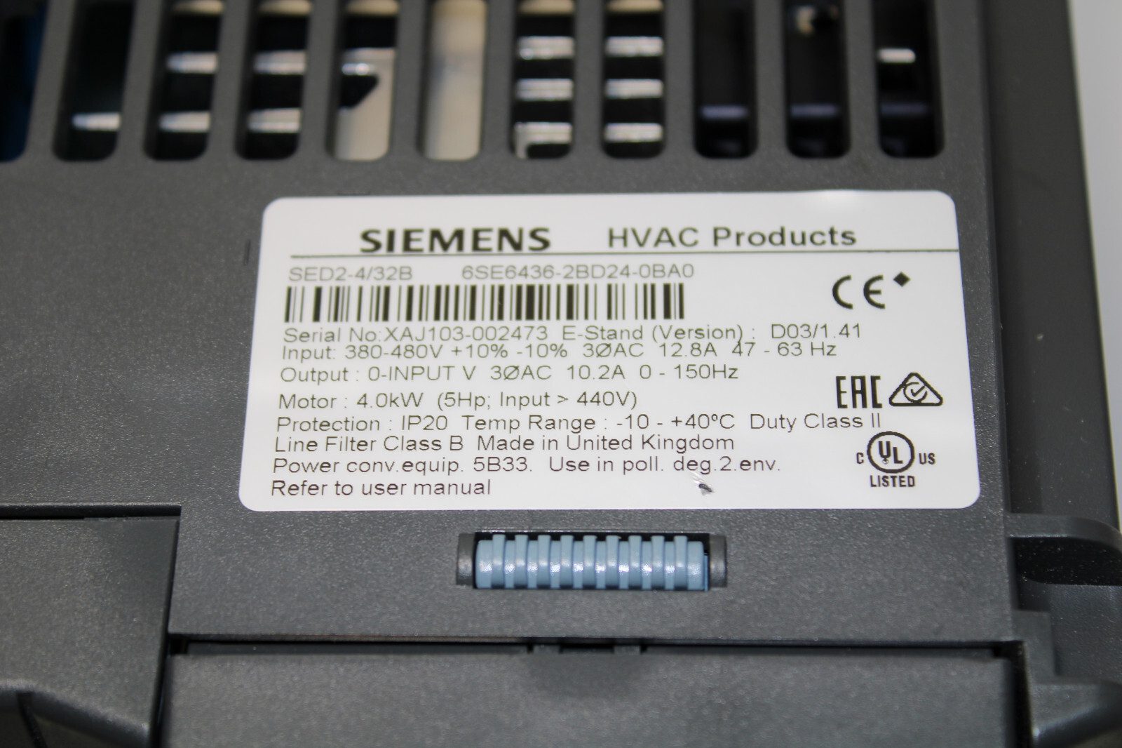 Siemens+6SE6+436-2BD24-0BA0+HVAC+SED2-4%2F32B+6SE6436-2BD24-0BA0+4.0KW ...